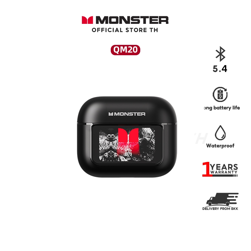 Monster QM20 BT 5.4 หูฟังบลูทูธ หูฟังไร้สาย พร้อมหน้าจอควบคุมแบบสัมผัส LCD | Shopee Thailand