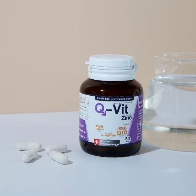 Q-vit zinc คิววิตซิงก์ บำรุงอสุจิ บำรุงผู้ชาย อยากมีลูก 1ขวด 30แคปซูล ...