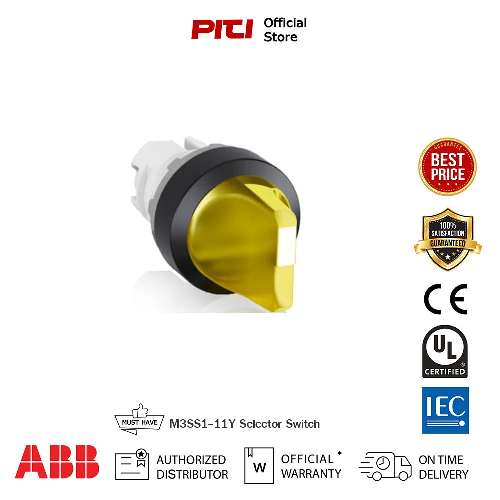 ABB M3SS1-11Y-11-07Y 1NO+1NC 230VAC Selector สวิตซ์ 3 ตำแหน่ง บิดค้าง Modular Pilot devices ...