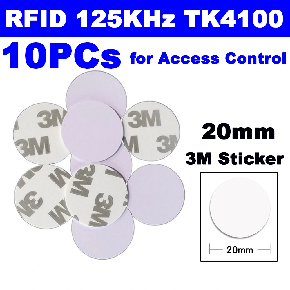 10PCs บัตร RFID 125KHz TK4100 แบบเหรียญ 20mm มีกาว 3M RFID Coin ID Card ...