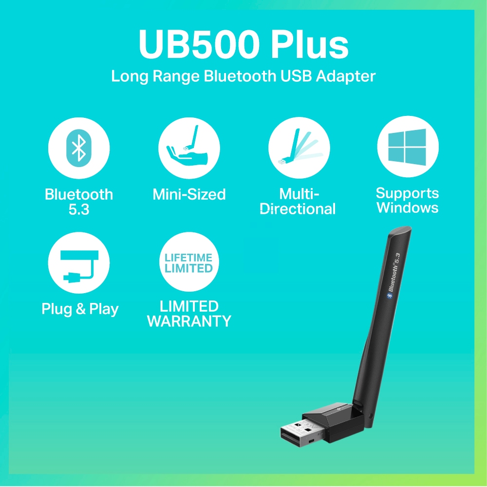 TP-Link UB500 Plus ยูเอสบีอแดปเตอร์ บลูทูธ 5.3 Long Range Bluetooth USB Adapter ประกันแบบ ...