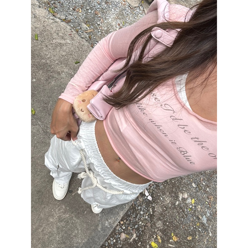 lady pink set เซ็ทเสื้อคล้องคอและเสื้อแขนยาวด้านนอก | Shopee Thailand