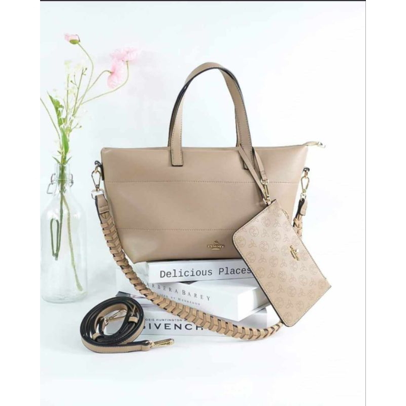 กระเป๋า PIMMY (พิมมี่) shopping bag หนังกันรอย แถมกระเป๋าใบเล็ก และสาย ...