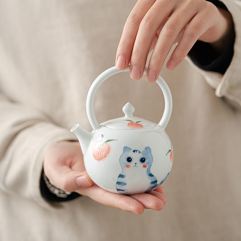 Hand-painted cat teapot, teapot, small teapot ceramics, cute and fun ...