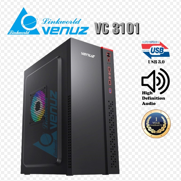 VENUZ ATX Computer Case VC 3101 VC 3102 VC 3104 – Black สินค้ารับประกัน ...