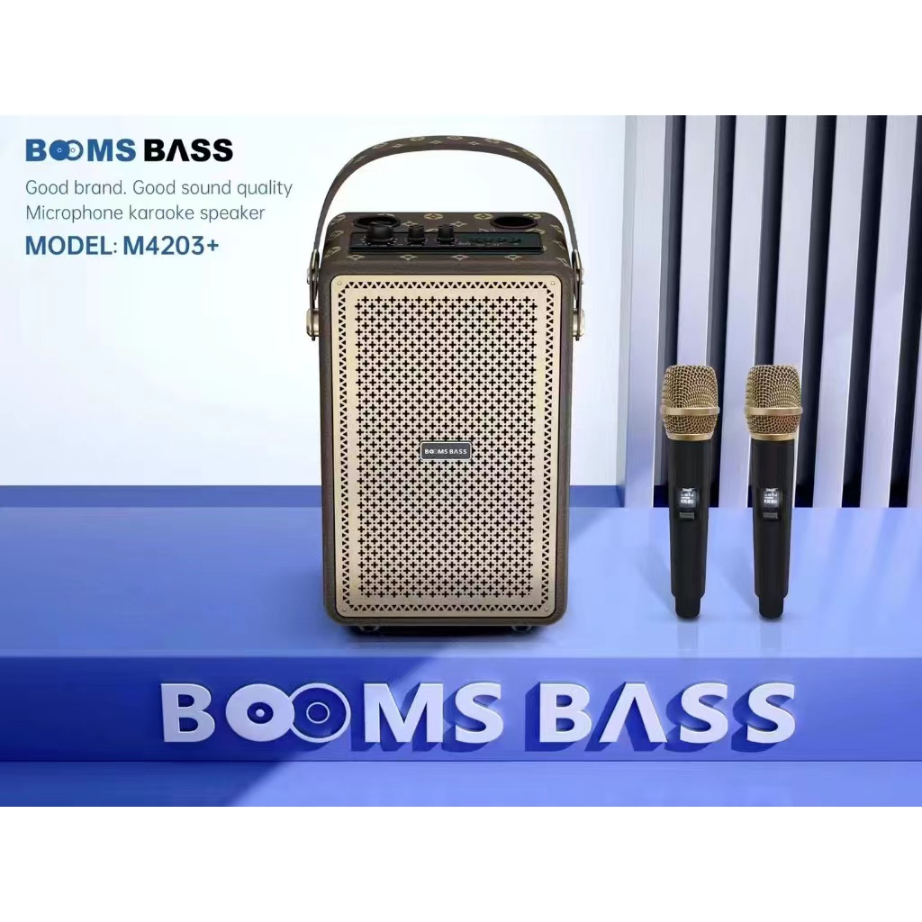 ลำโพงบลูทูธ BOOMS BASS รุ่น M4203+ (แถมฟรีไมค์ลอย 2 ตัว) เสียงดีเบสแน่น ...