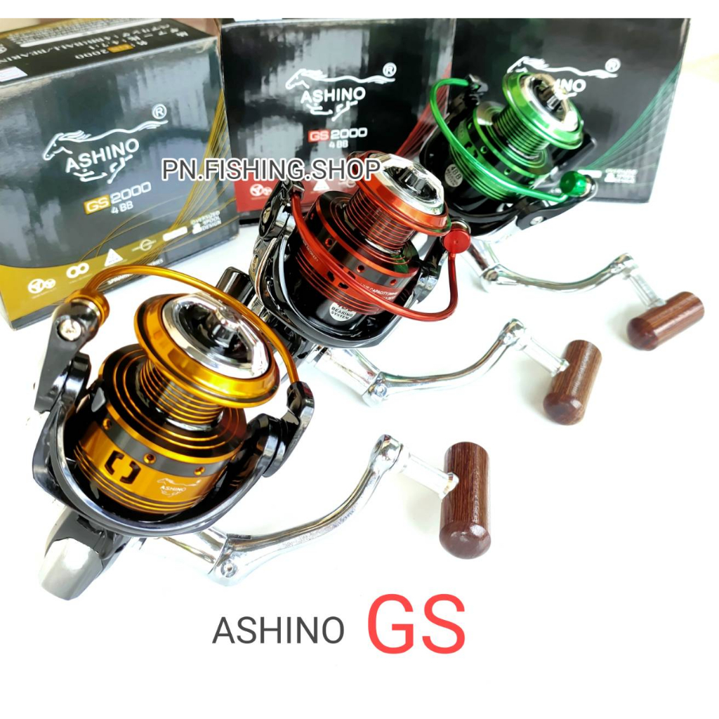 รอก ASHINO GS (ลายใหม่ล่าสุด) สีทอง/สีแดง/สีเขียว รอกตกปลา รอก ASHINO ...