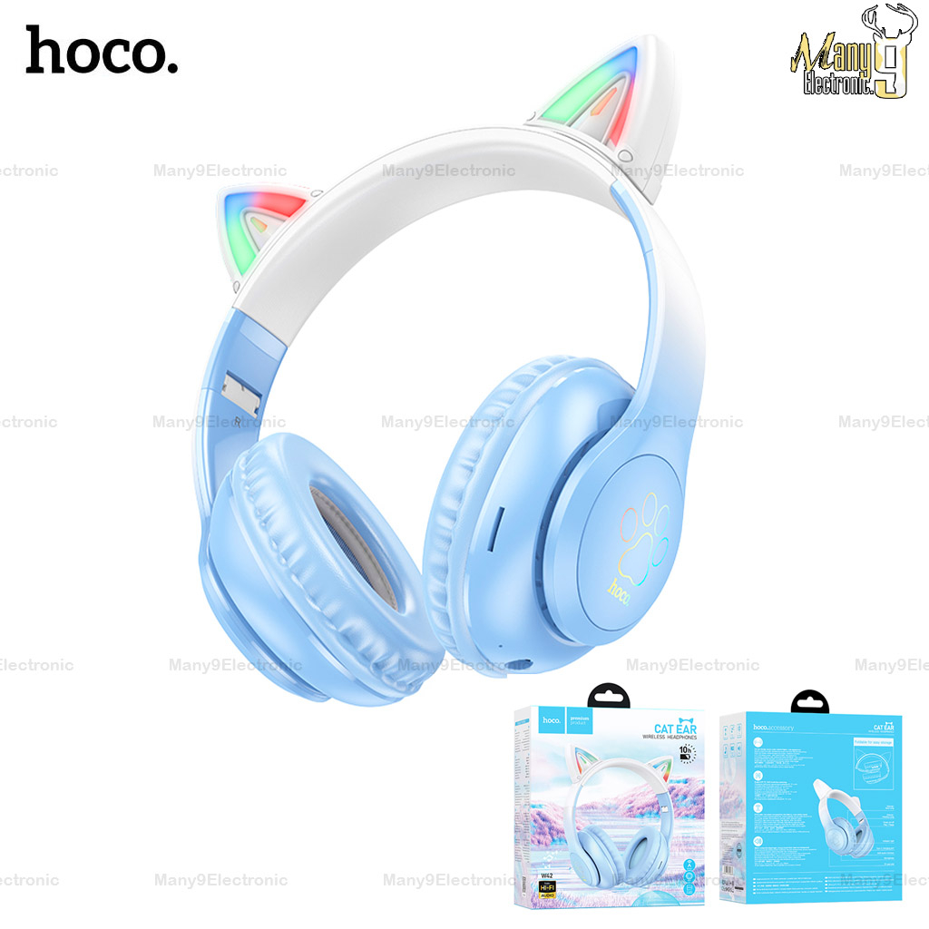 HOCO W42 หูฟังแมว แต่งไฟ LED สุดน่ารัก หูฟังบลูทูธเฮดโฟน BT 5.3 รองรับ ...
