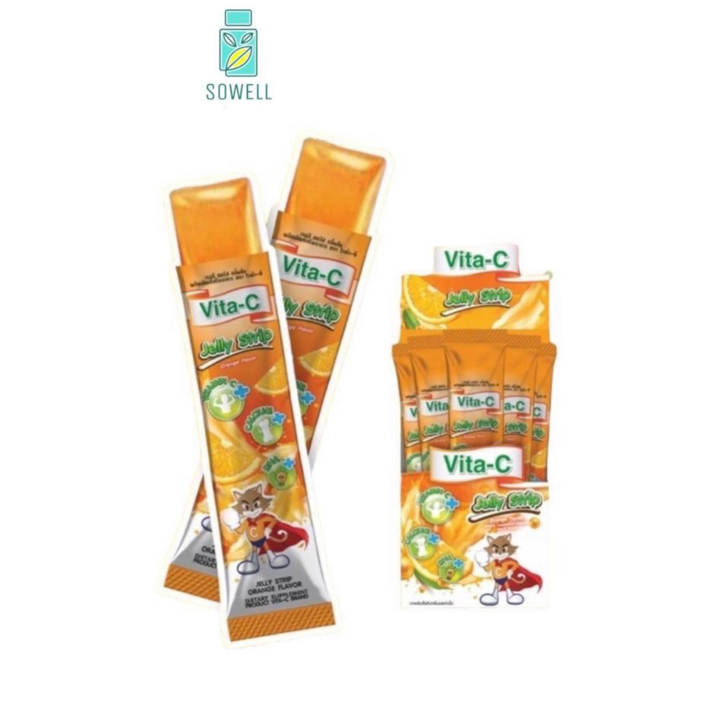 (กล่อง10ซอง) Vita-C Jelly Strip Orange Flavor เยลลี่ รสส้ม ผสมวิตามินซี ...