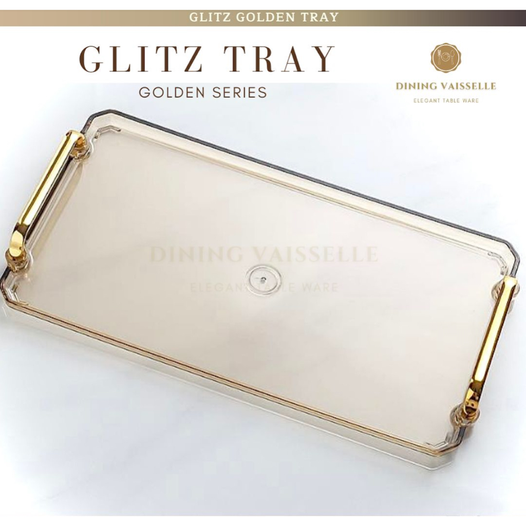 Dining Vaisselle ถาดGlitz Golden Tray ถาดอะคริลิคใสสีทอง ถาดเสิร์ฟน้ำ ...