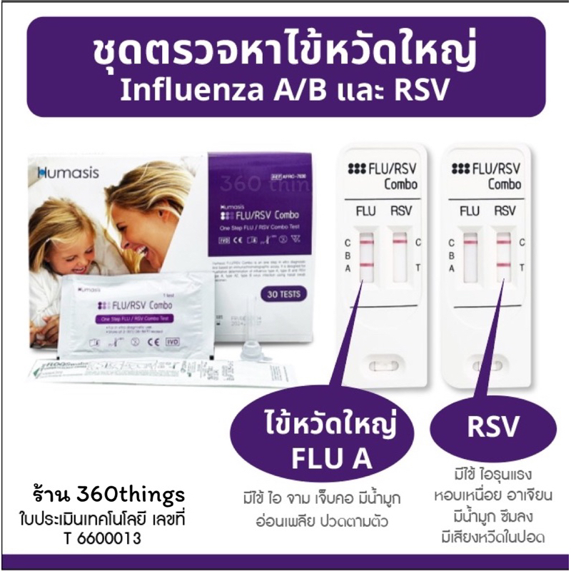 ชุดตรวจRSV / ไข้หวัดใหญ่ ยี่ห้อ Humasis ตรวจได้ 2 เชื้อพร้อมกัน ตรวจโดย ...
