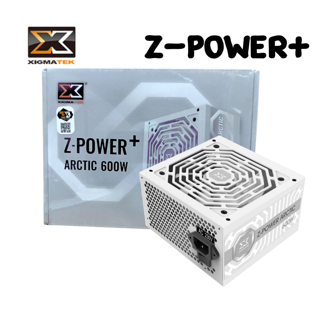600W (WHITE) POWER SUPPLY (อุปกรณ์จ่ายไฟ) XIGMATEK Z-POWER+ 230V FAN120MM. multi gpu support6 ...