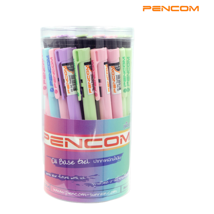 ปากกาหมึกน้ำมัน Pencom OG-41 Fancy ปากกาลูกลื่น น้ำเงิน 0.5 mm. 1x36 ...