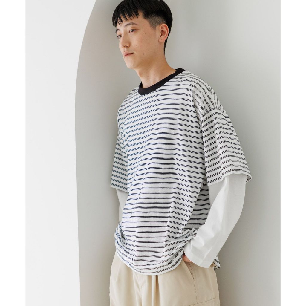 Faux layered long sleeve T-shirt | Shopee Thailand