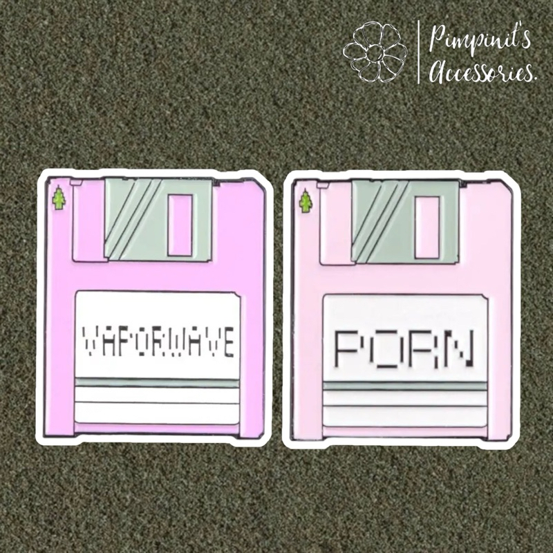 ʕ •ᴥ•ʔ พร้อมส่ง : เข็มกลัดเซ็ทแผ่นดิสก์แบบอ่อน (ฟลอปปีดิสก์) สีชมพู ...