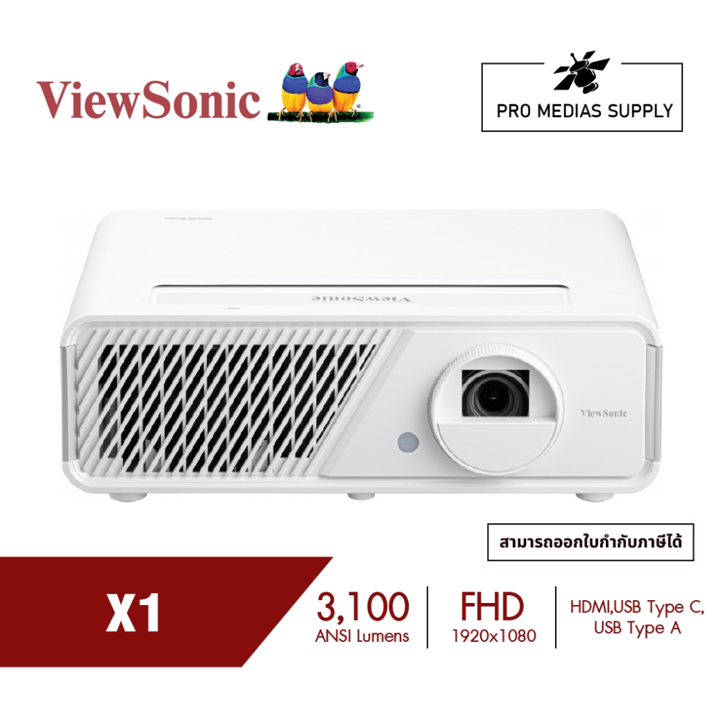 Viewsonic X1 3,100 LED Lumens Full HD Smart LED Home Projector ...