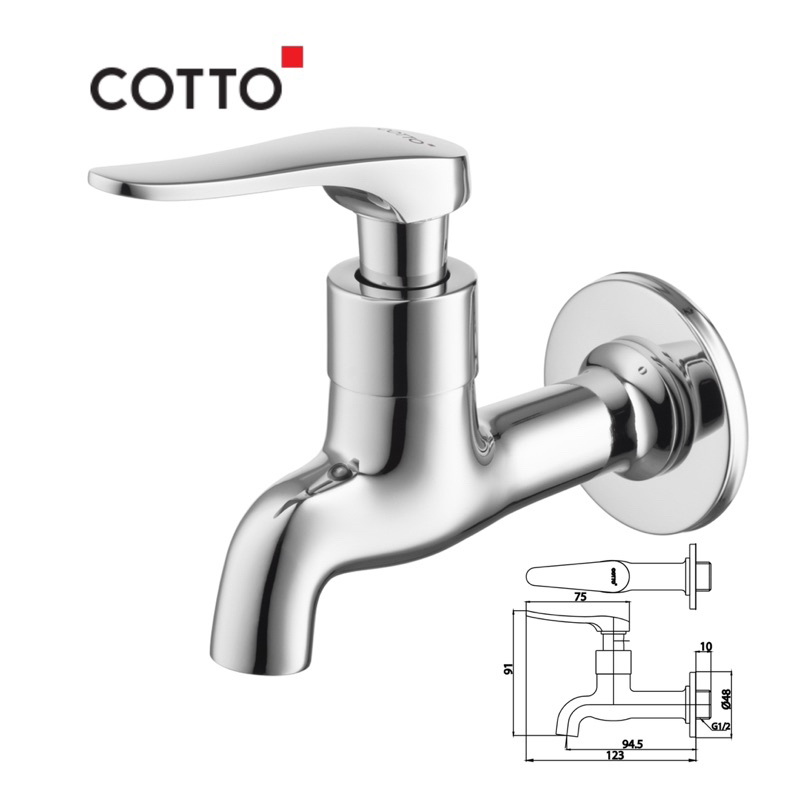 CT1252(HM) ก๊อกเดี่ยวติดผนังคอสั้น รุ่น CANDLE Cotto ก๊อกกำแพง CT1252 ...