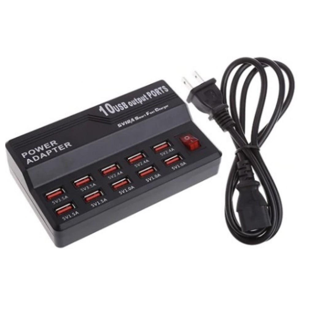 10 USB Port Hub Fast Charging Station Wall Travel Desktop Charger Power ...