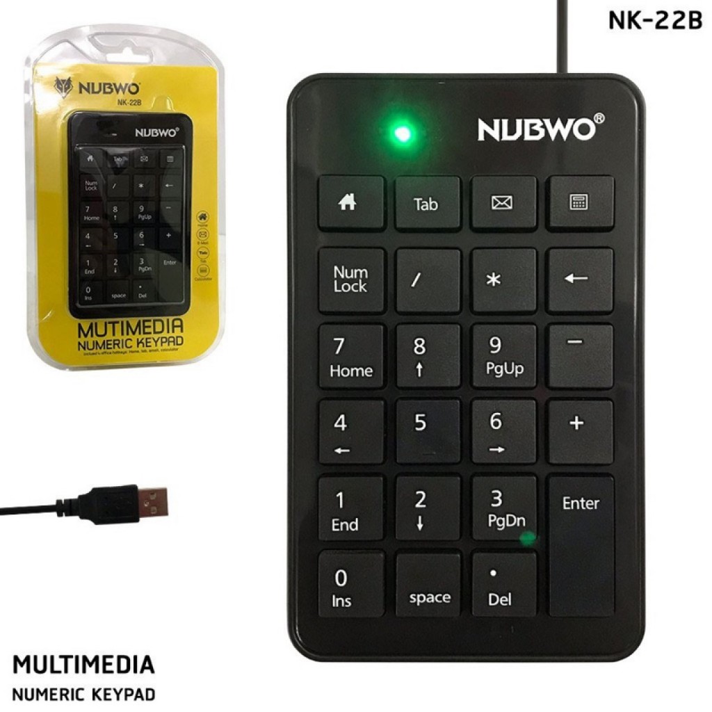 Nubwo NK-22 คีย์บอร์ดตัวเลขมีสาย USB Keyboard Numerric Keypad (รับประกันสินค้า 1 ปี) | Shopee ...