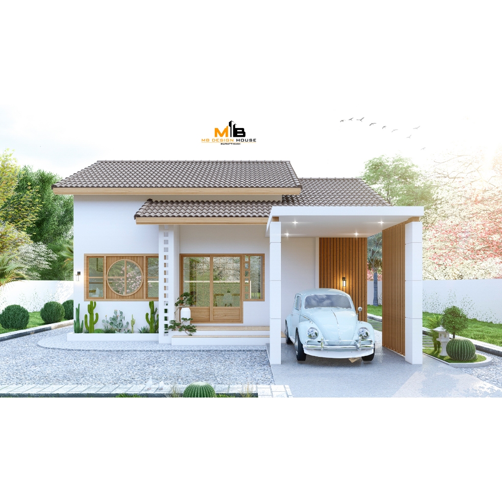 J04 แบบบ้านมินิมอลมูจิ พท. 69.50 ตร.ม.3นอน2น้ำ 1โรงรถ | Shopee Thailand
