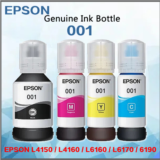 หมึกเติมของแท้ เอปสัน EPSON 001 ink Bottle1ชุด 4 สี （BK,C,M,Y）ของแท้ 100% ต้นฉบับ ใช้สำหรับรุ่น ...
