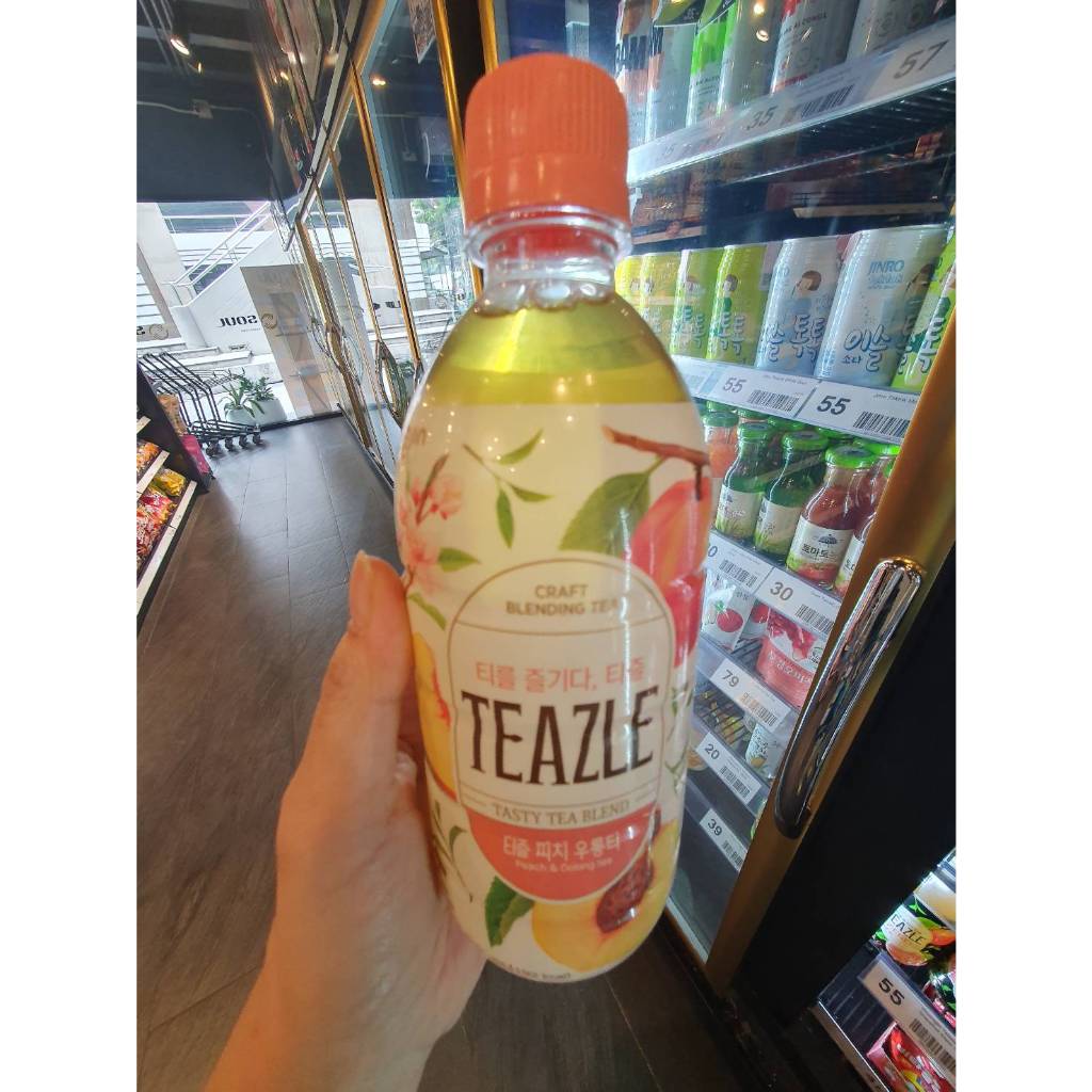 Korea Woongjin Teazle Yuja Green Tea 500ml & Peach Oolong Tea 500ml ...