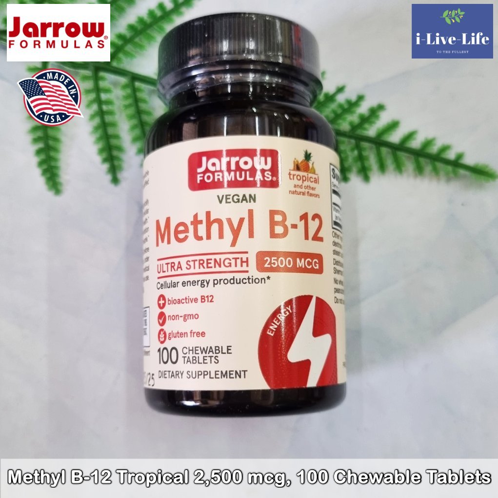 Jarrow Formulas - Vegan Methyl B-12 Ultra Strength 2500 mcg, Tropical Flavors 100 Chewable ...