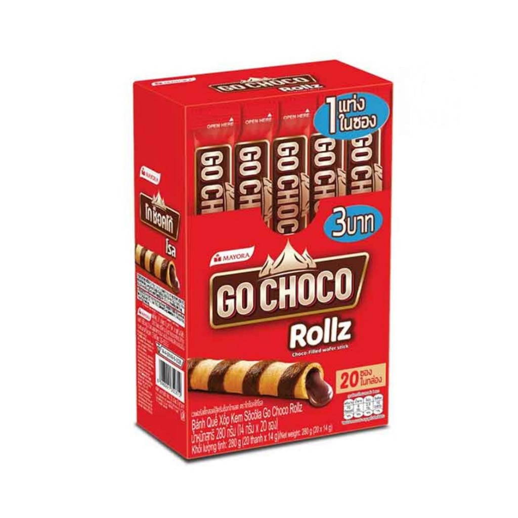 Go Choco โกช็อกโก โรล เวเฟอร์สอดไส้ครีมช็อโกแลต 14 กรัม x 20 ซอง ...