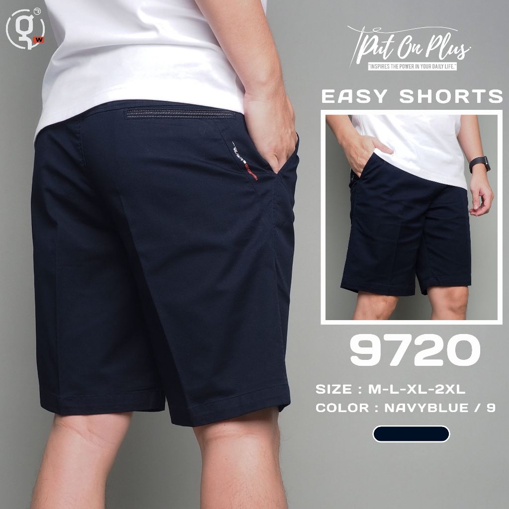 GOODWIN - 9720 EASY SHORTS กางเกงขาสั้นผู้ชายเอวยืด ผ้ายืด คอตต้อน สีพื้น | Shopee Thailand