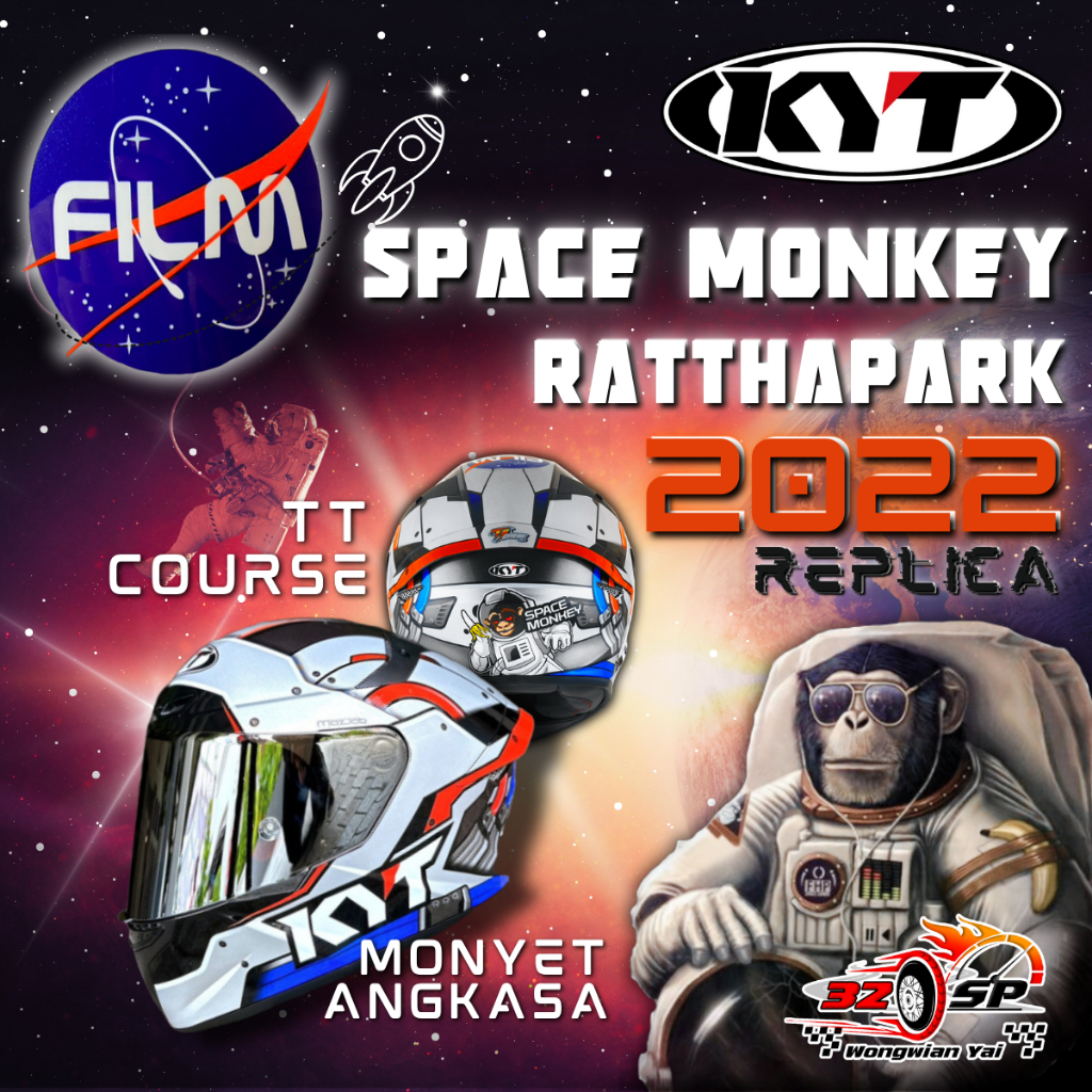 หมวกกันน็อค KYT รุ่น TT-COURSE ลาย Space Monkey Ratthapark 2022 Replica ...