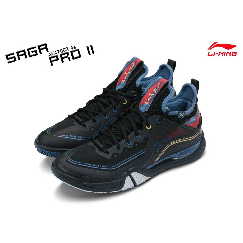 Li-Ning รองเท้าแบดมินตัน SAGA PRO II LIMITED(WIDE) BLACK (AYAT003-4S ...