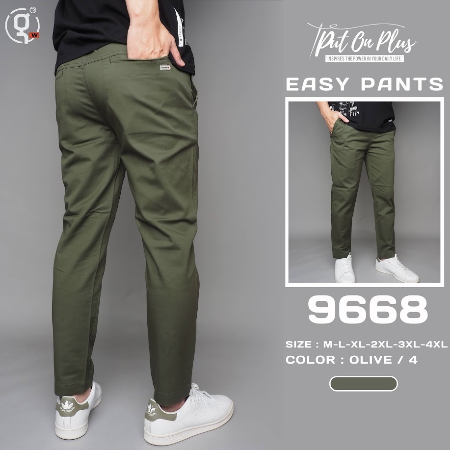 GOODWIN - 9668 EASY PANTS กางเกงขายาว ผู้ชายผ้ายืด ทรงขาเต่อ เอวยืดมีเชือกผูก | Shopee Thailand