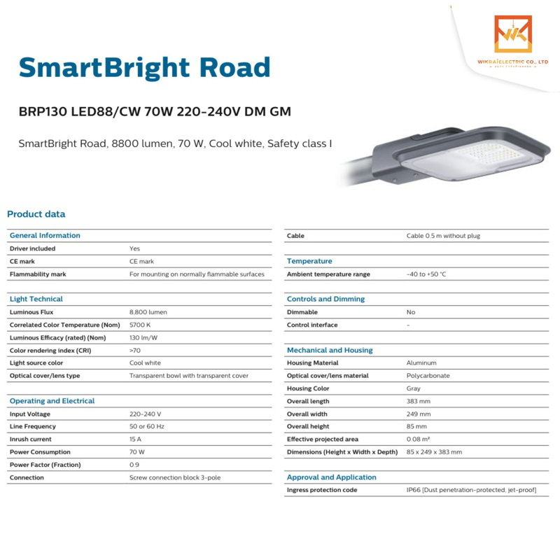 PHILIPS BRP130 BRP131 BRP132 โคมไฟถนน LED 70W 100W 140W แสงขาว 5700K ...