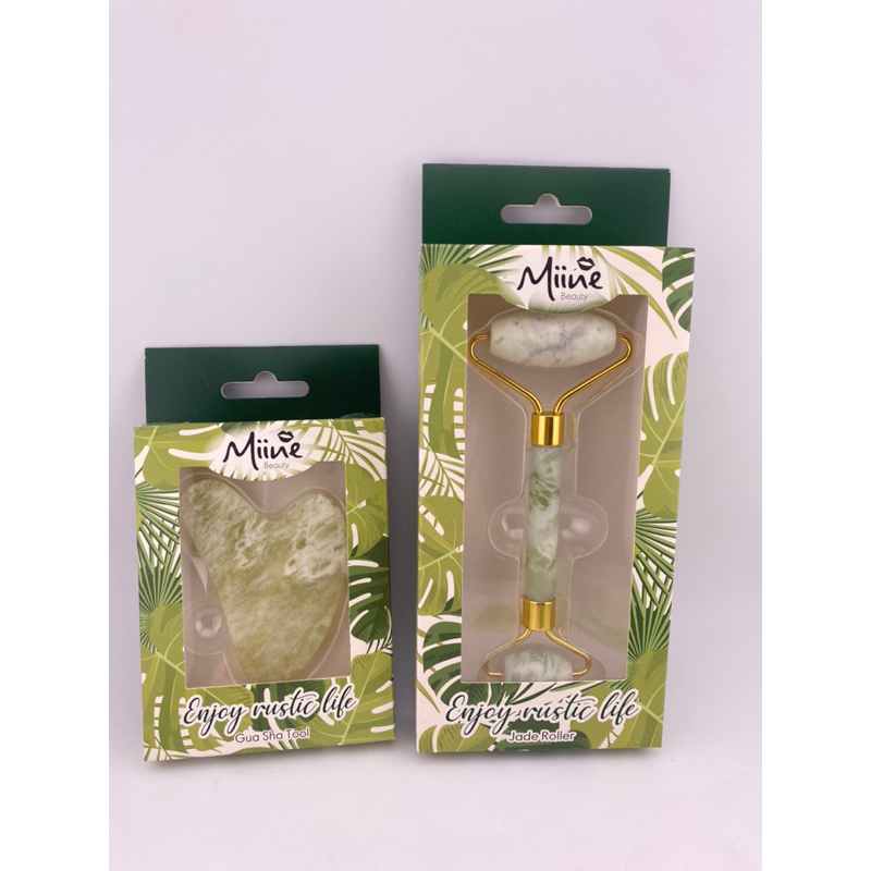 หยก ลูกกลิ้งนวดหน้า แผ่นหยก กัวซา Miine Jade Roller และ Miine Gus Sha ...