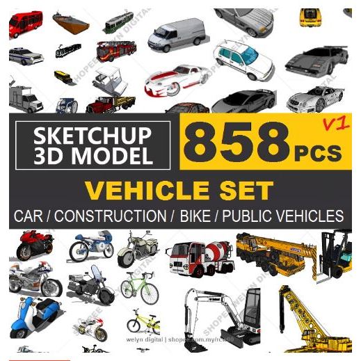 SketchUp | 3D Model software Car / Vehicles / Transportation 884 Set ...
