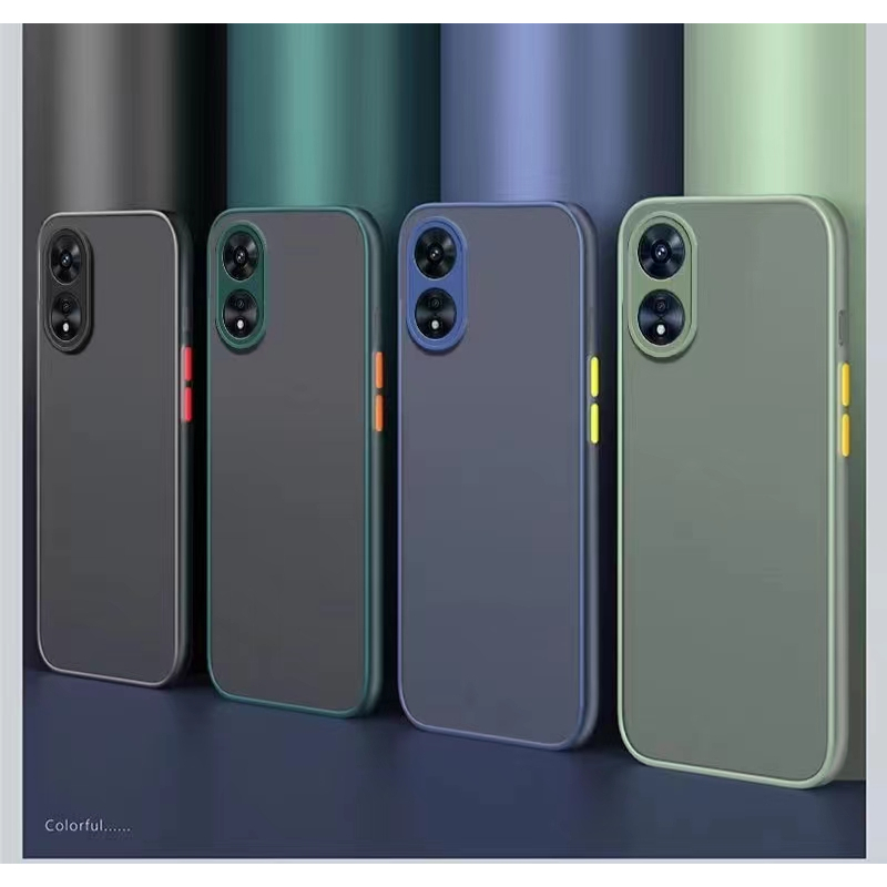 เคสขอบสีหลังด้าน Oppo A60 A3x A3pro A3 A38 A18 A16 A16k A74 4g A74 5g