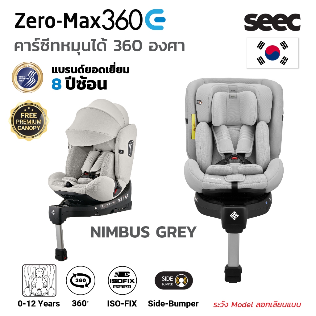 คาร์ซีท SEEC ZERO MAX 360E [i-SIZE] หมุนได้ 360 องศา สำหรับแรกเกิดถึง 12 ปี แบรนด์พรีเมี่ยม ...