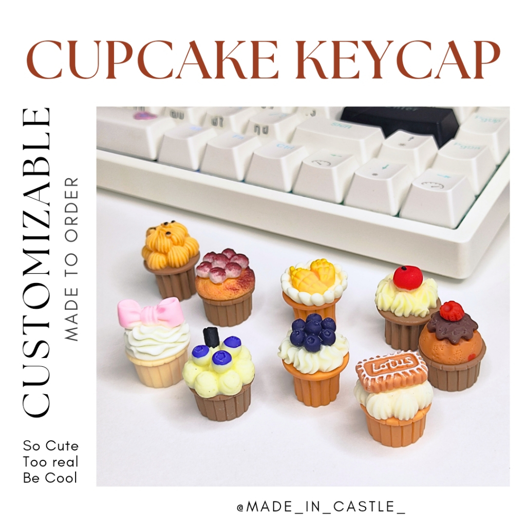 คีย์แคปคัสต้อม "Premium Cupcake 🧁" ปุ่มคีย์บอร์ด แฮนด์เมด Keycap ...
