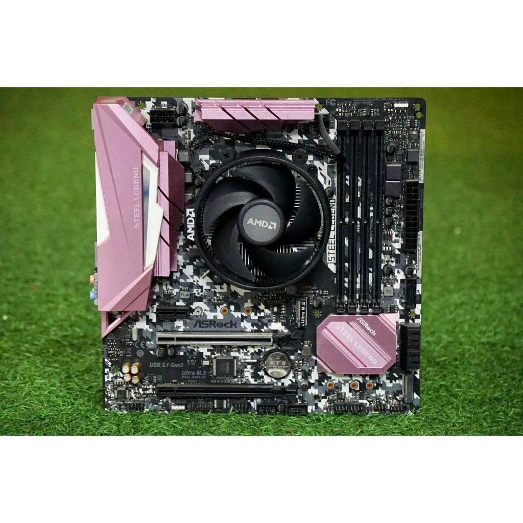 CPU RYZEN 7 2700 + MAINBOARD ASROCK B450M STEEL LEGEND PINK ขายคู่ถูกๆค ...