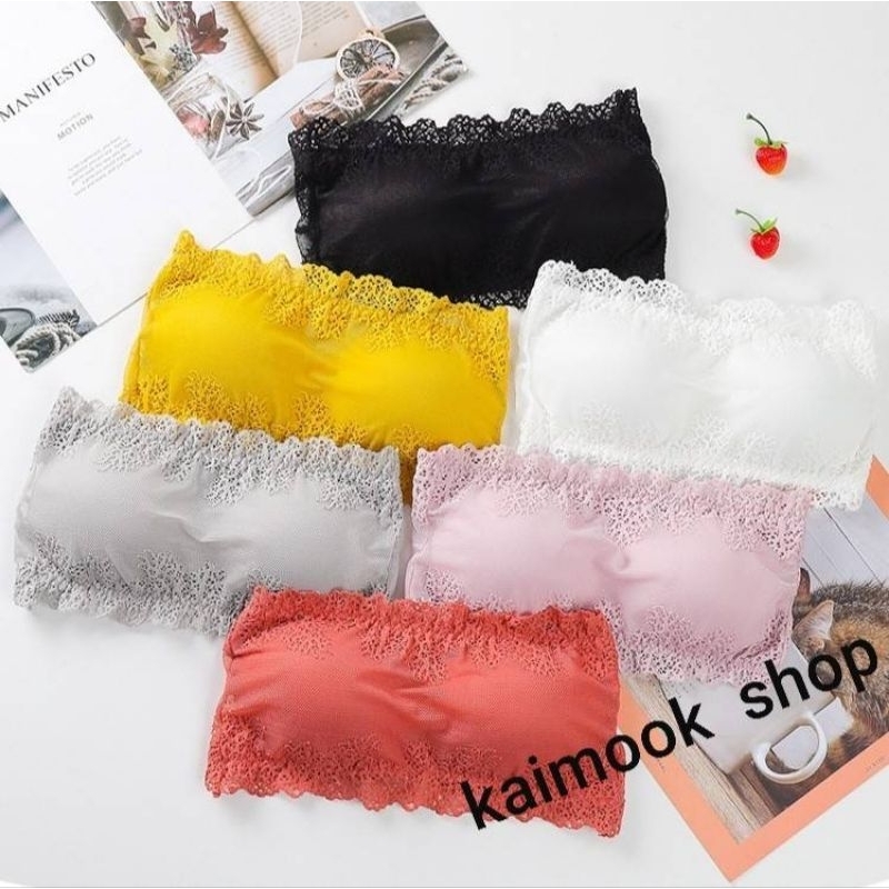 🦚Bra Kaimook shop🦚# L 317 #Strapless Bra บราเกาะอกลูกไม้ซีทรู เเฟชั่น ...