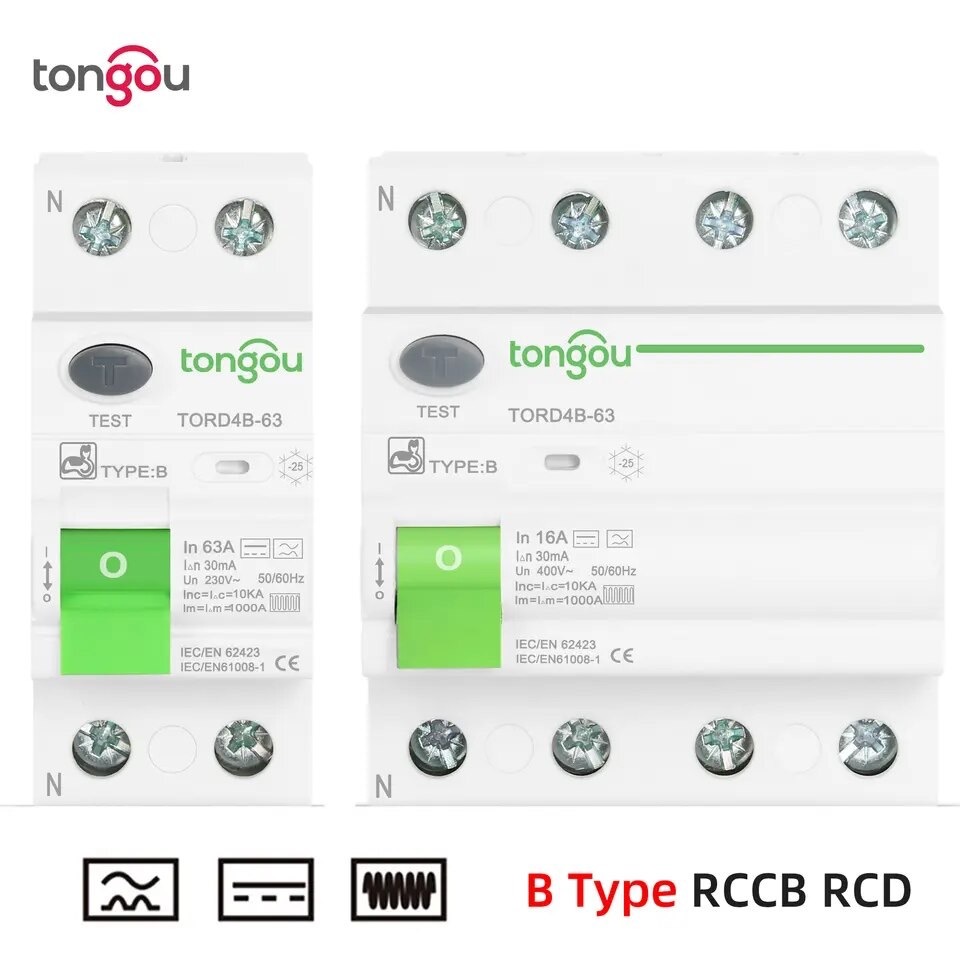 Tongou RCCB TYPE B เซอร์กิตเบรกเกอร์ป้องกันไฟรั่ว เบรคเกอร์กันดูด ...