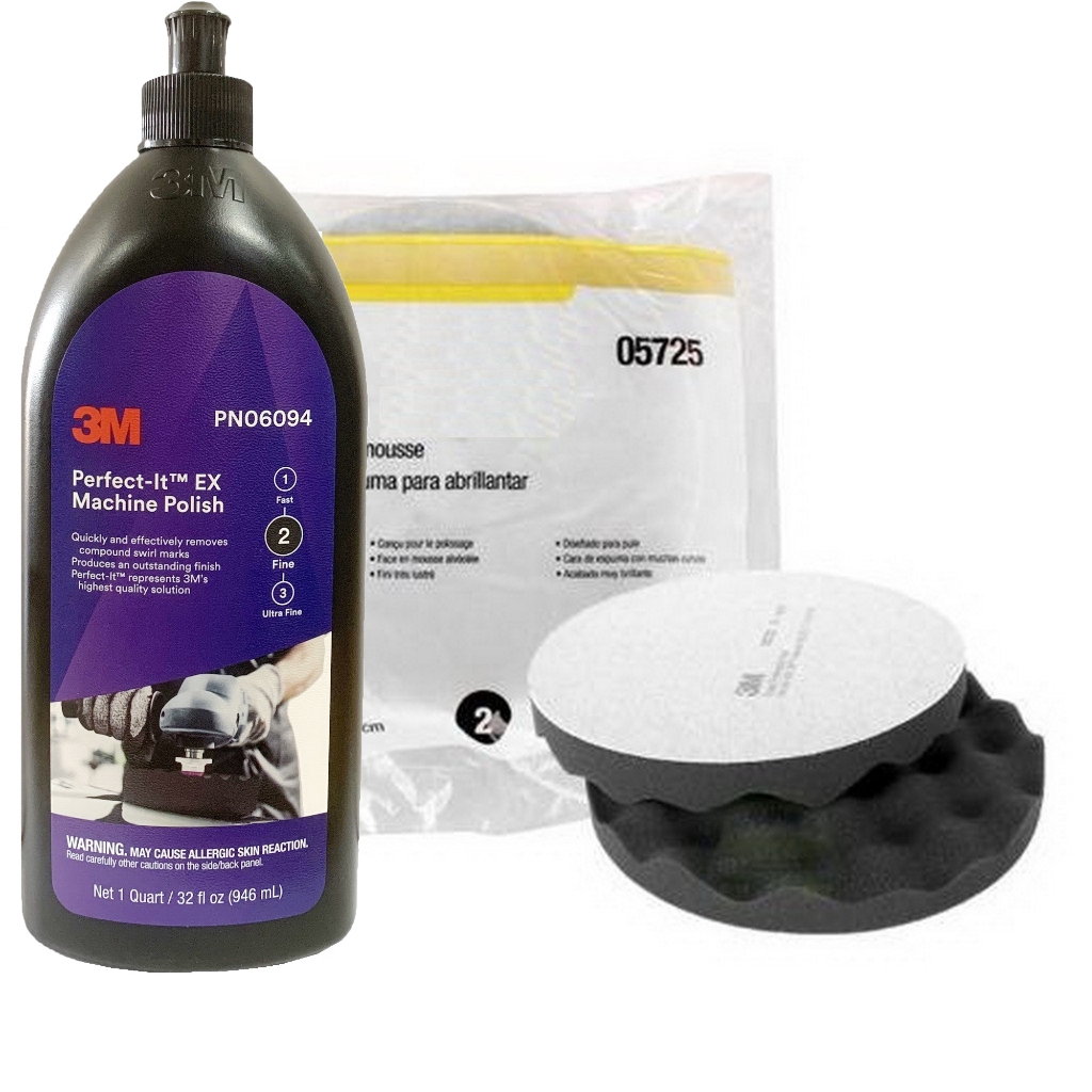 3M น้ำยาขัดละเอียดและชักเงา 6094 +โฟมขัดละเอียดสีดำ8นิ้ว(2แผ่น ...