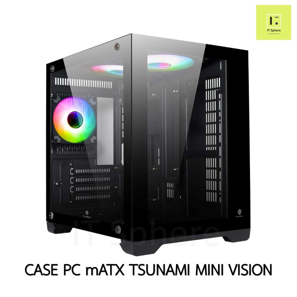 mATX CASE (NP) TSUNAMI MINI VISION GAMING BLACK WHITE เคส เคสPC PC ...