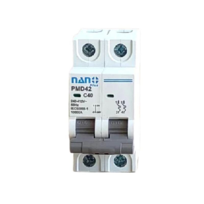 NANO เบรกเกอร์ MCB เซอร์กิตเบรกเกอร์ ลูกย่อย 2P ขนาด 16A 20A 32A 50A 63A ทนกระแสลัดวงจร 10kA ...