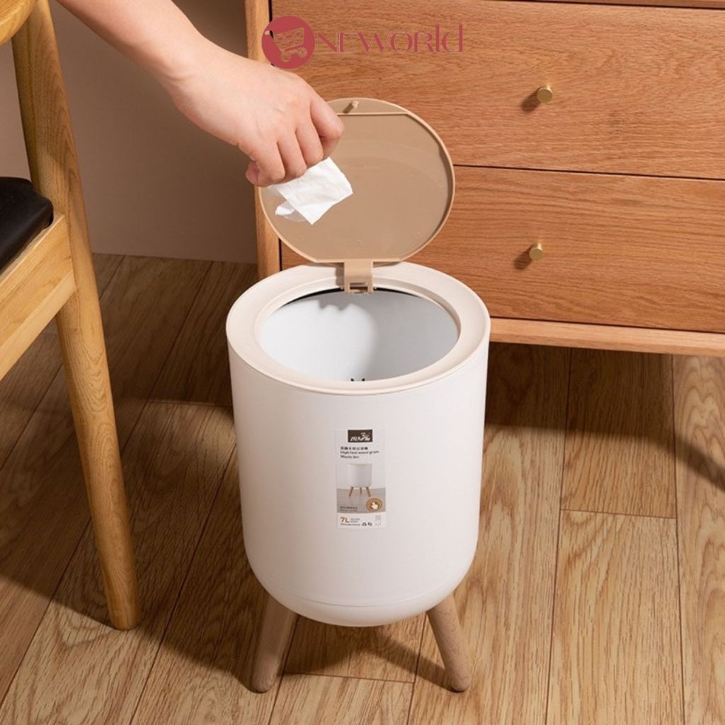 Oneworldshop ถังขยะสไตล์มินิมอล ถังขยะมินิมอล ถังขยะ กดปุ่มเปิด-ปิด มี ...