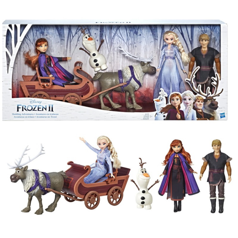 Frozen 2 Sledding Playset with Elsa, Anna, Kristoff, Olaf, Sven & Sled ...