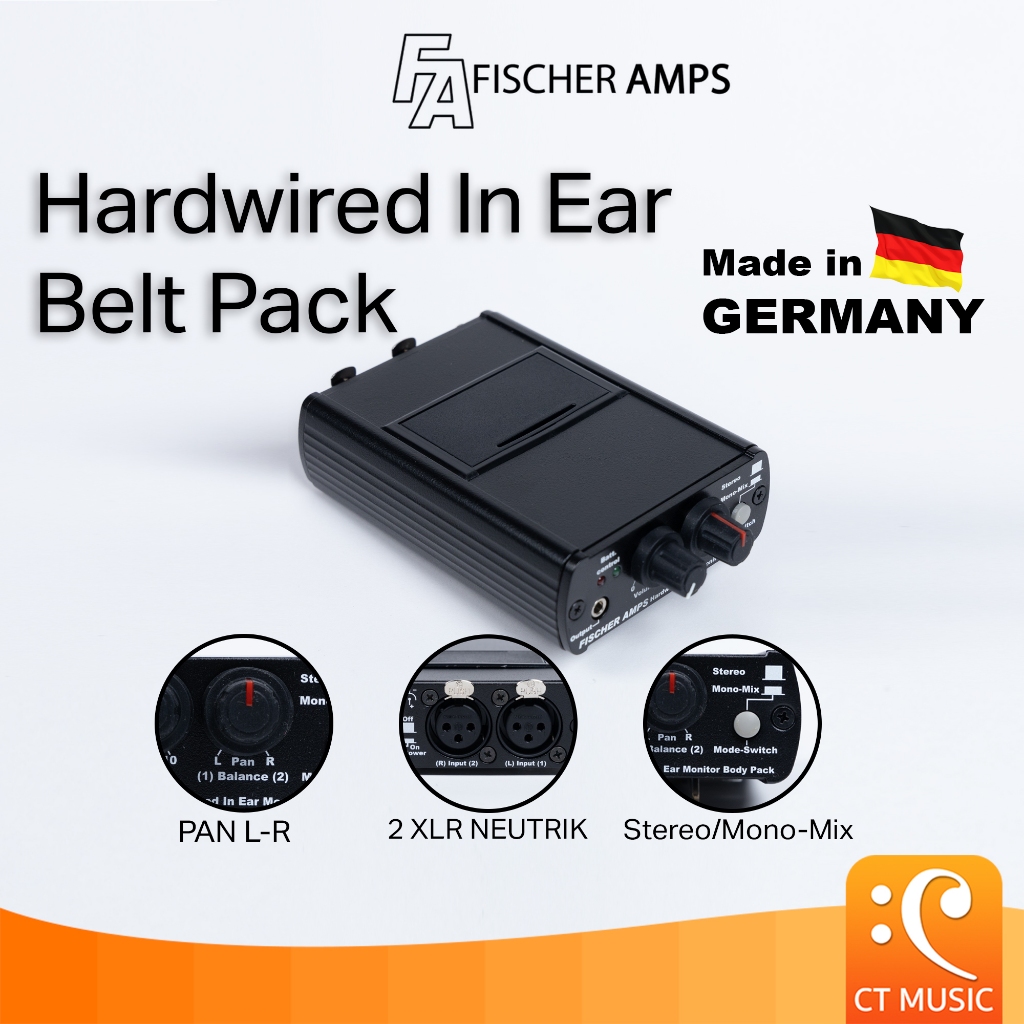 In Ear Monitor Amp นักดนตรี Fischer Amps Hardwired In ear Belt Pack ...
