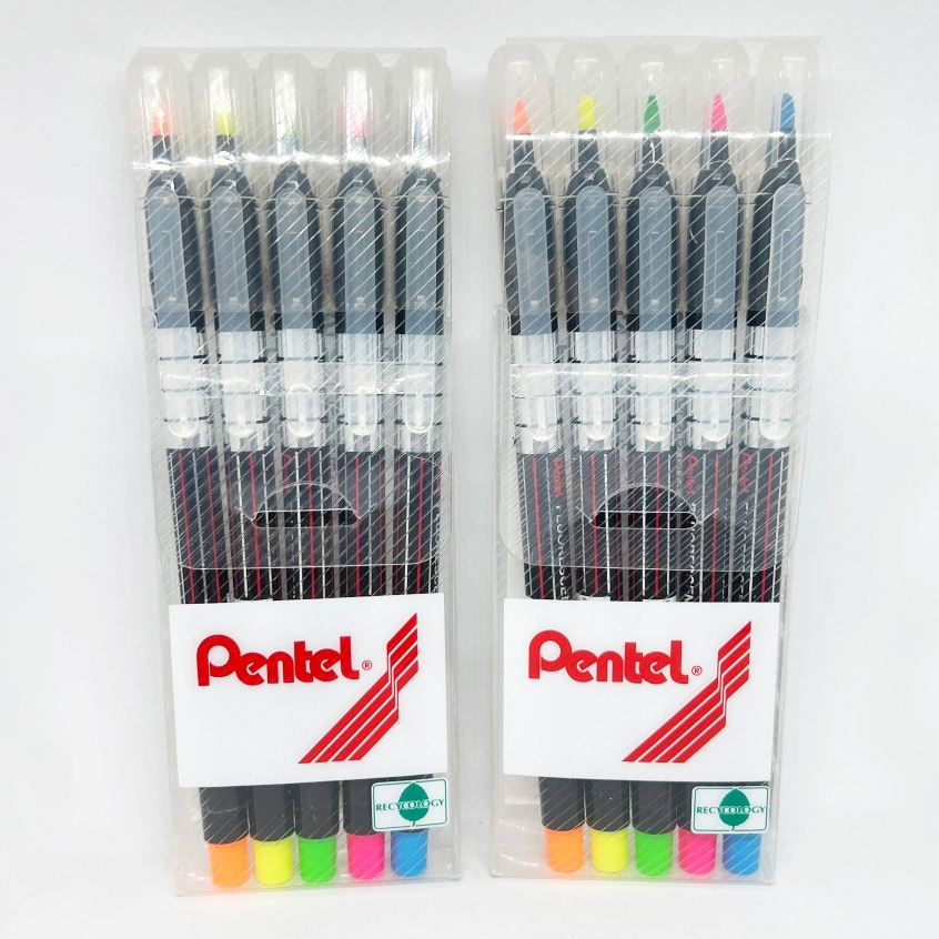 Pentel ปากกาเน้นข้อความ 5 สี เพนเทลรุ่น S512 แพค 5 ด้าม Fluorescent ...