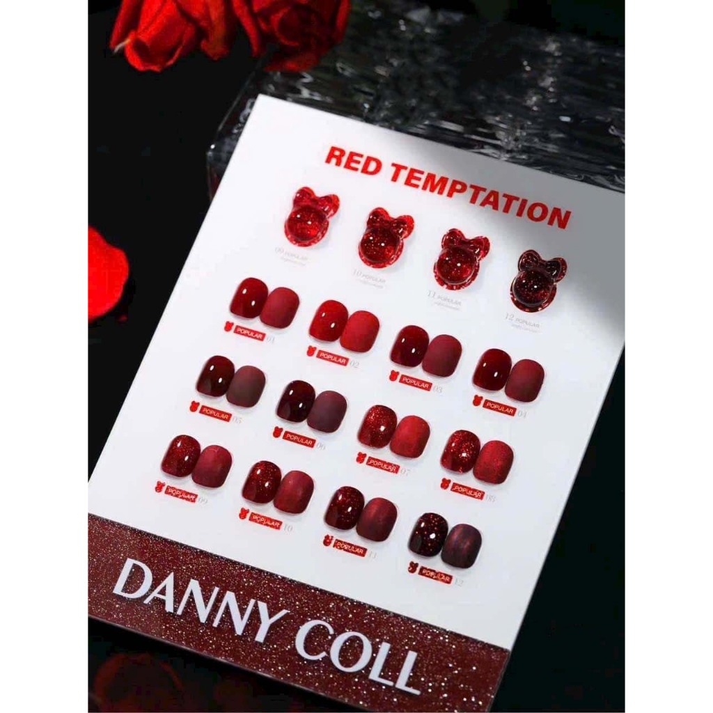 สีโทนแดง N33 12สี Danny Coll สีกลิตเตอร์แดง Red color สีเจล เล็บเจล ...