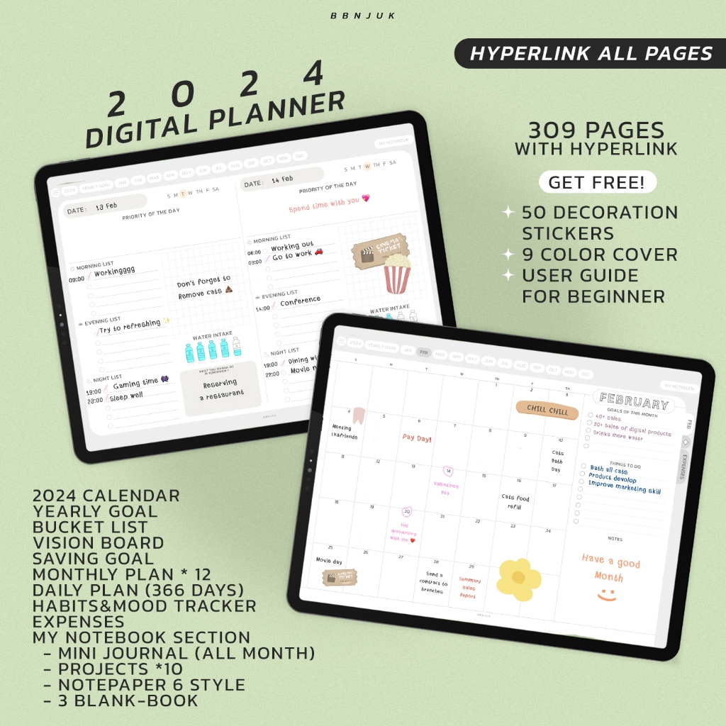 BBNJUK | 2024 Digital Planner (Light&Clean) แพลนเนอร์ 2567 ดิจิตอลแพลน ...